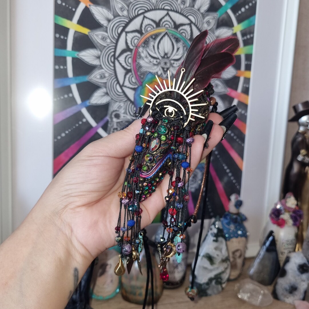 Inca Shaman Protective Spirit Warrior Raven Polymer Clay Pendant ...