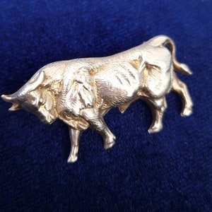 Antique Silver Bull Brooch - Etsy