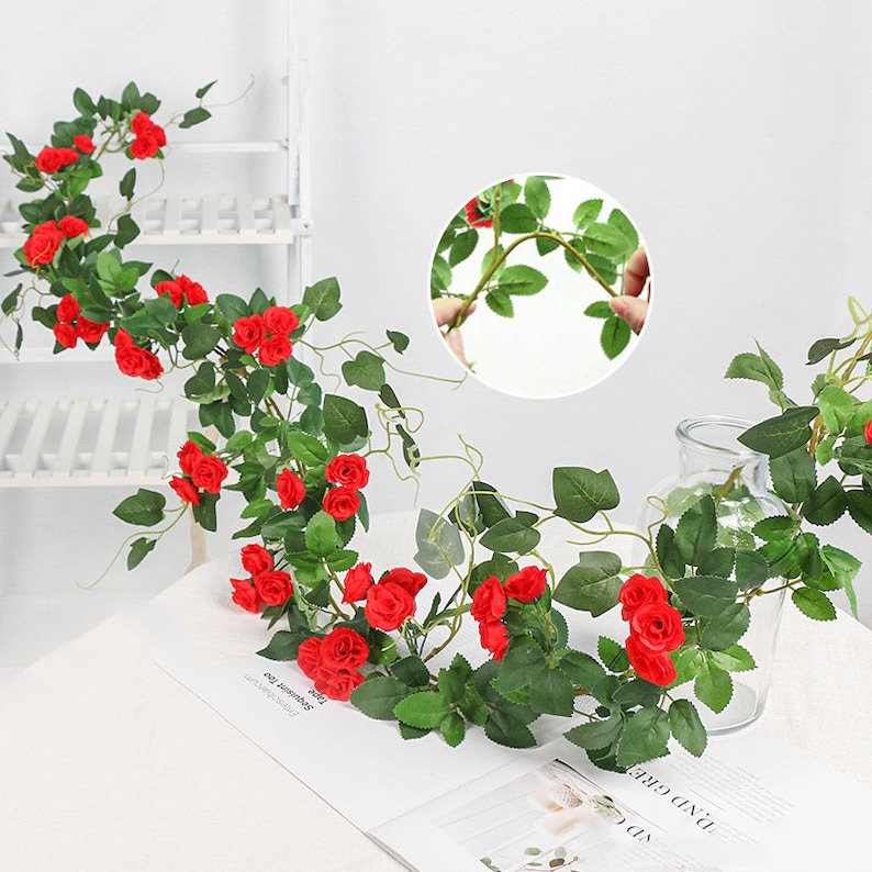 Artificial Flower Rose Vine Fake Rose Plastic Rattan Home | Etsy