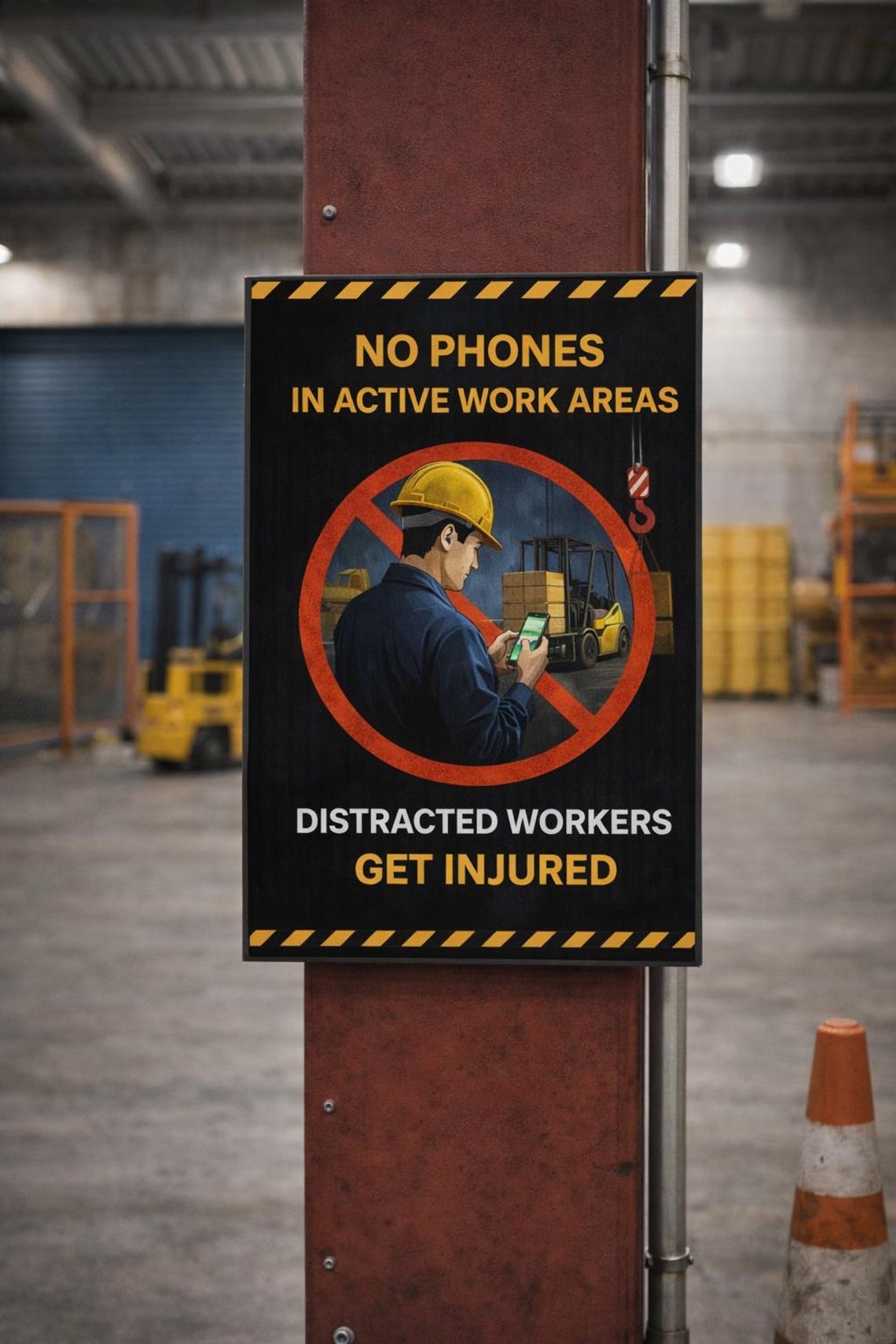 No Cell Phone Use While Working – Distracted Work Safety Poster - Etsy