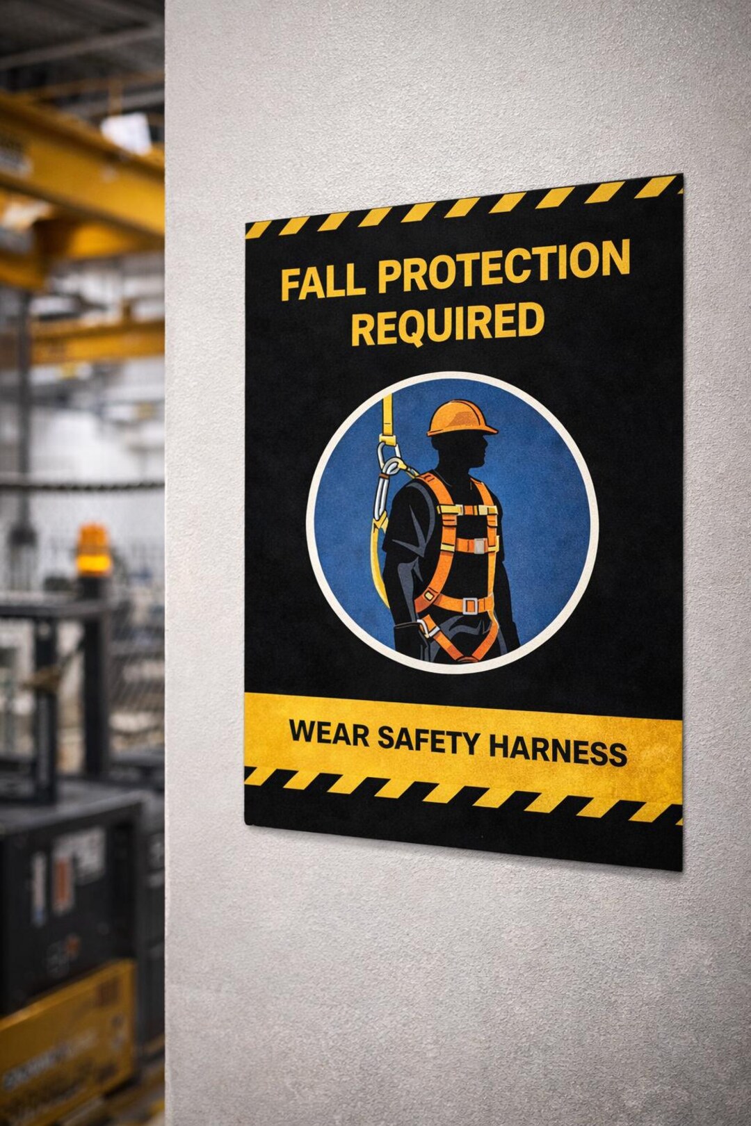 Fall Protection Required – Workplace Safety Poster | Harness & PPE ...