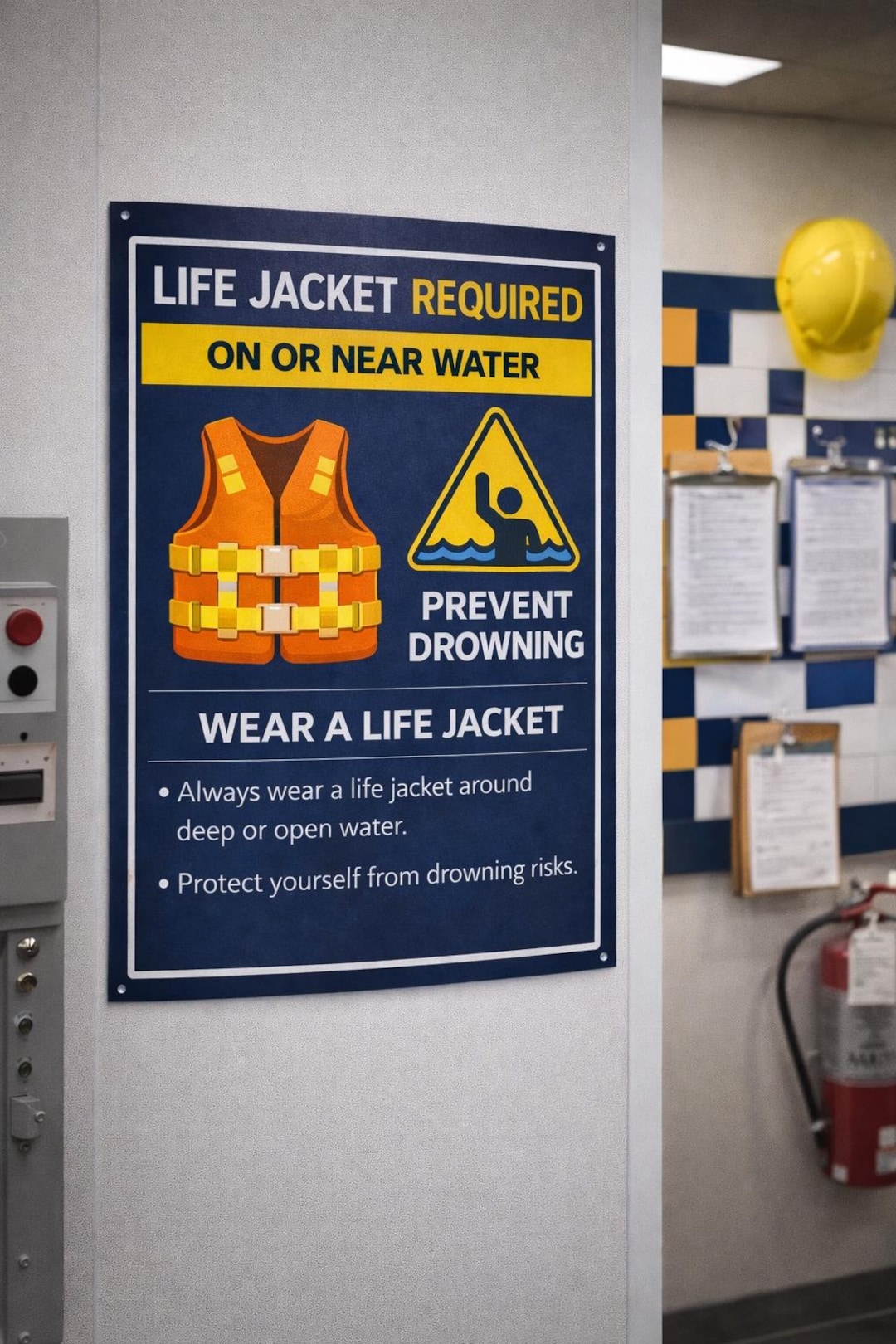 Life Jacket Required Safety Poster – Waterfront & Industrial Sign ...