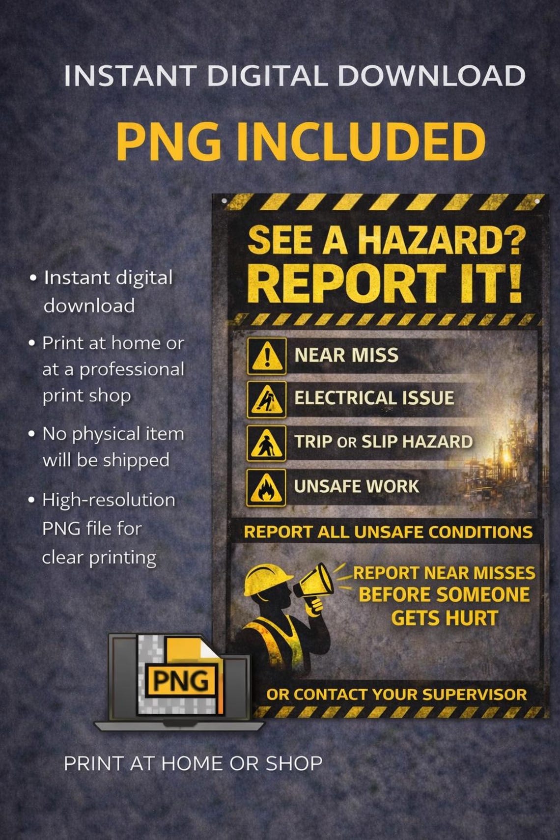 See a Hazard? Report It! – Near Miss & Hazard Reporting Safety Poster ...
