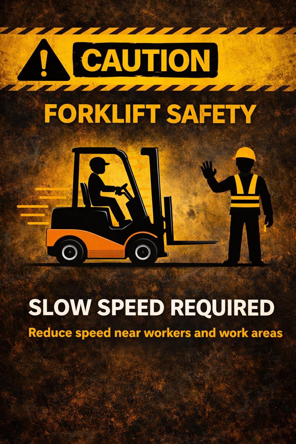 Forklift Slow Speed Required Safety Sign – Pedestrian Awareness Poster ...
