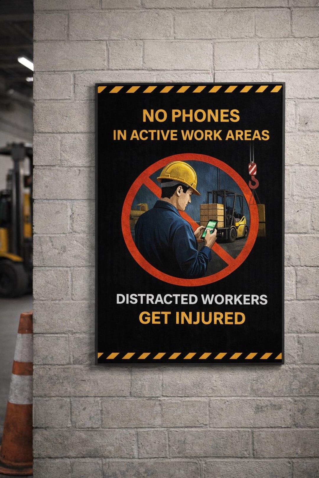 No Cell Phone Use While Working – Distracted Work Safety Poster - Etsy