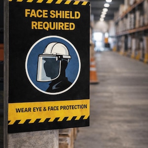 Face Shield Required – Workplace Safety Poster | PPE Eye & Face ...