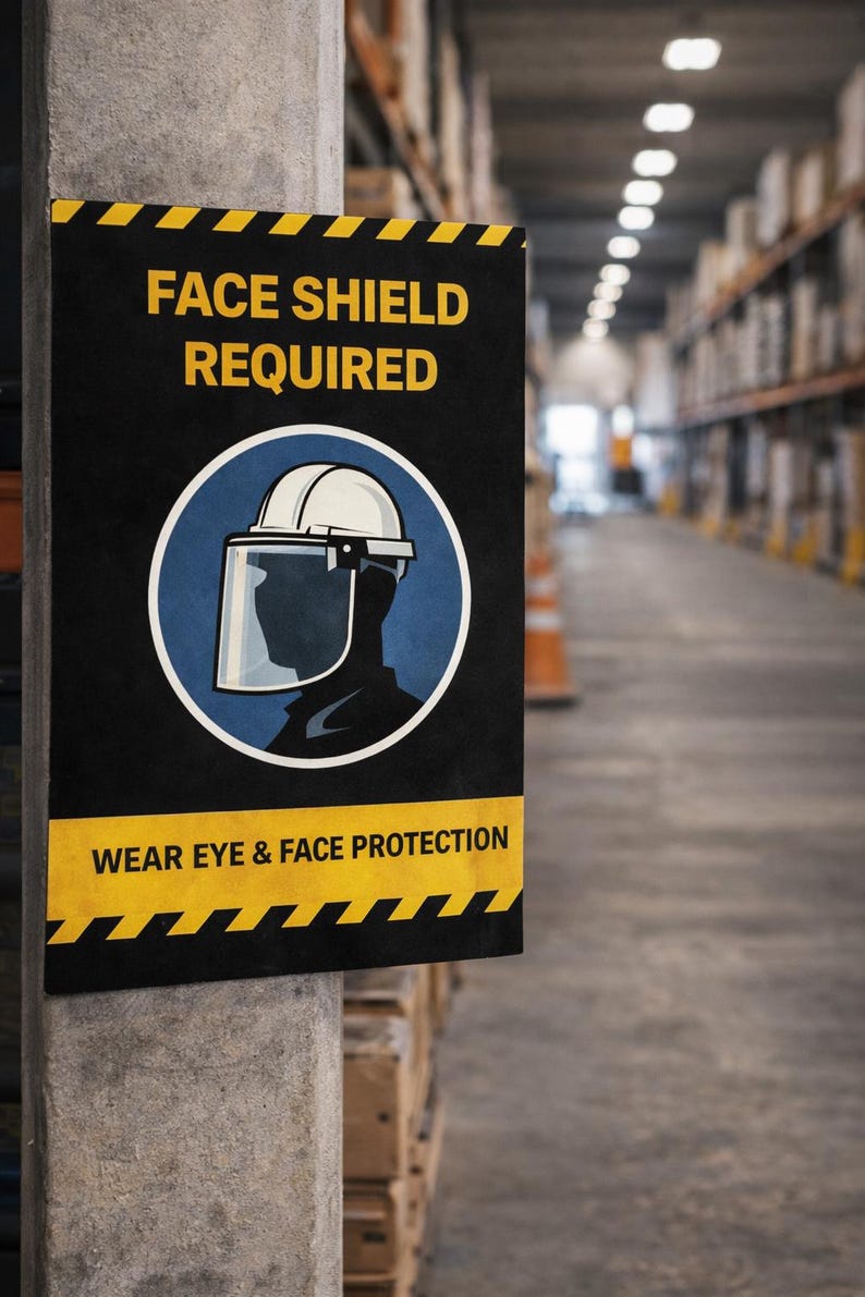 Face Shield Required – Workplace Safety Poster | PPE Eye & Face ...