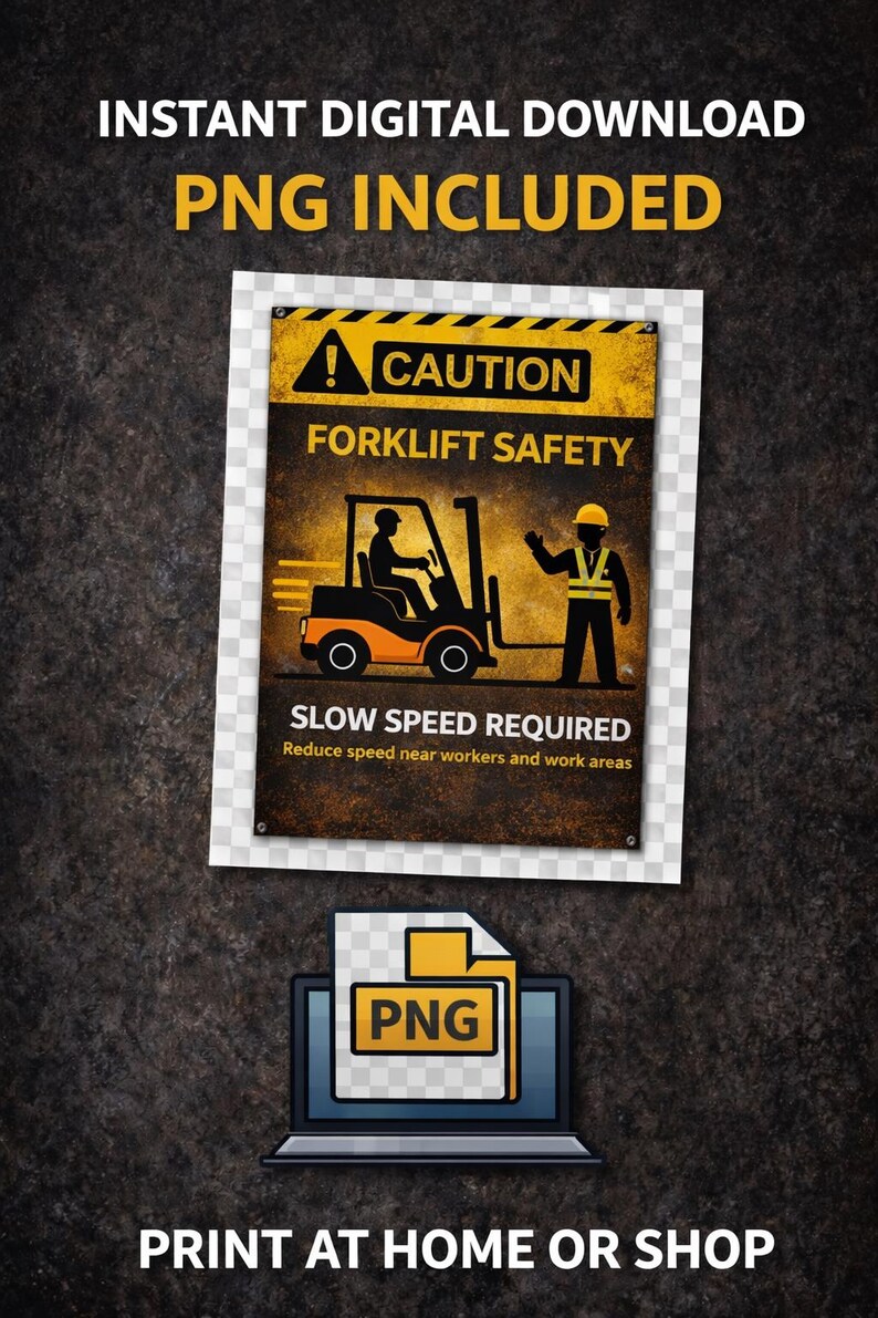 Forklift Slow Speed Required Safety Sign – Pedestrian Awareness Poster ...