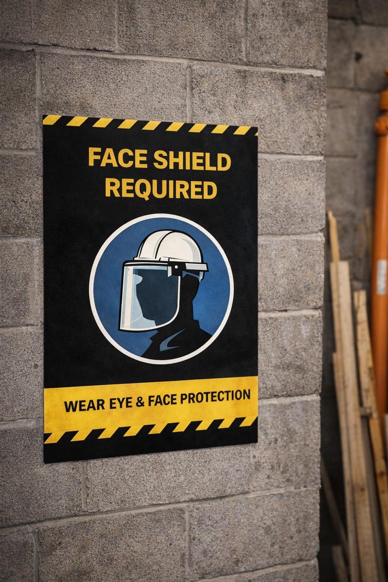 Face Shield Required – Workplace Safety Poster | PPE Eye & Face ...
