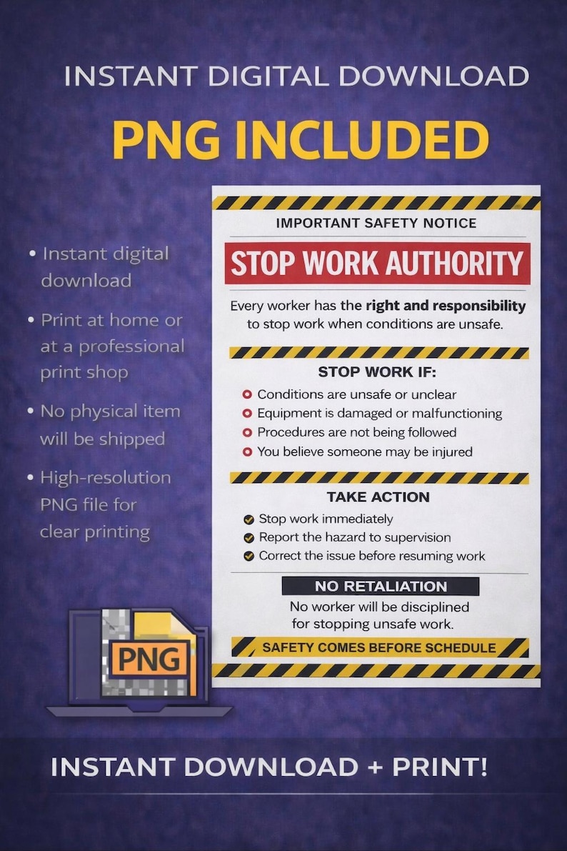 Stop Work Authority Safety Poster | Industrial Workplace Notice ...