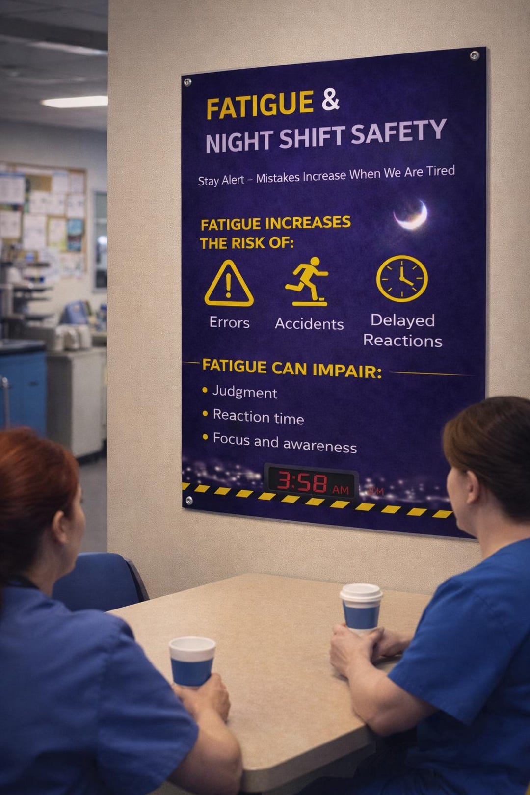 Fatigue & Night Shift Safety Poster | Workplace Alertness Sign ...