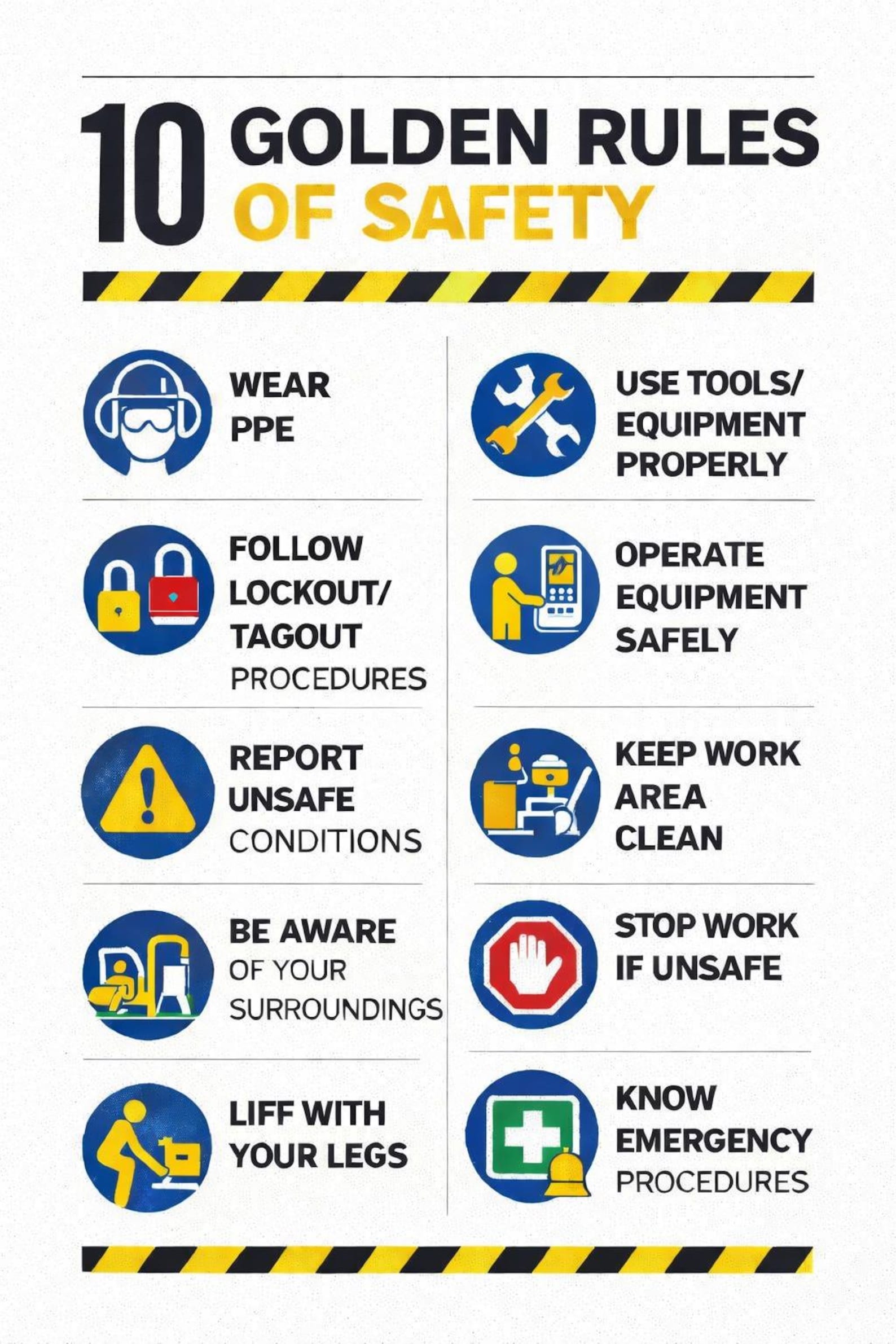 Workplace Safety Rules Poster | 10 Golden Rules (PNG Digital Download ...