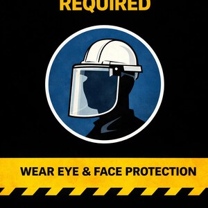 Face Shield Required – Workplace Safety Poster | PPE Eye & Face ...