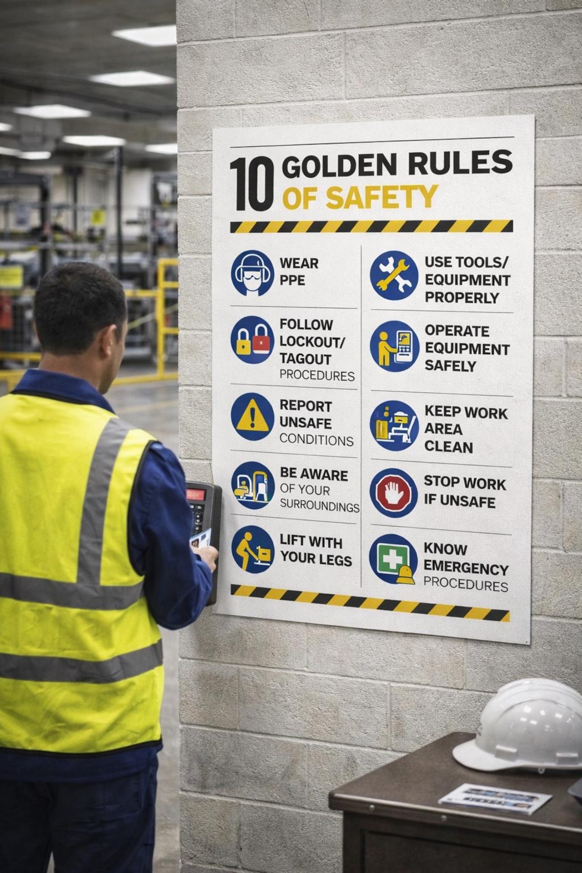 Workplace Safety Rules Poster | 10 Golden Rules (PNG Digital Download ...