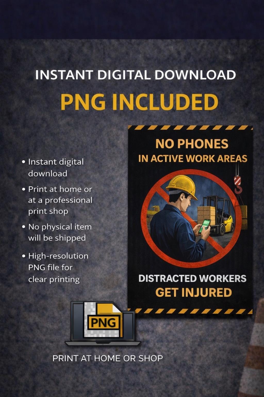 No Cell Phone Use While Working – Distracted Work Safety Poster - Etsy