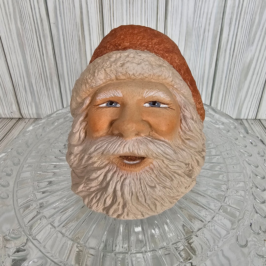 Vintage Rare Roger Wermers Stonehead Smiling Santa Stone Sculpture ...
