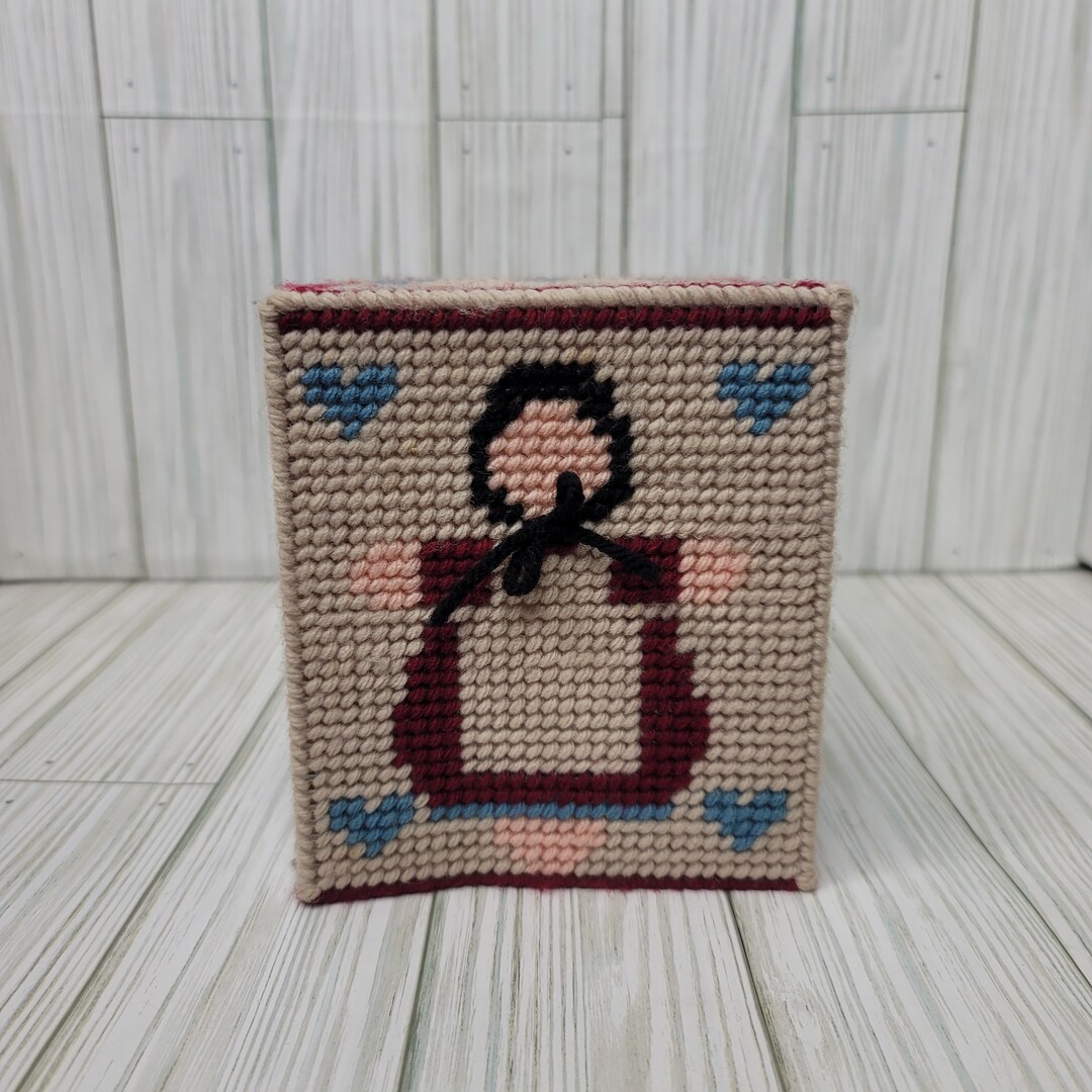 Vintage Stitch Art Tissue Box Cover Amish Cottage Country Core Granny ...