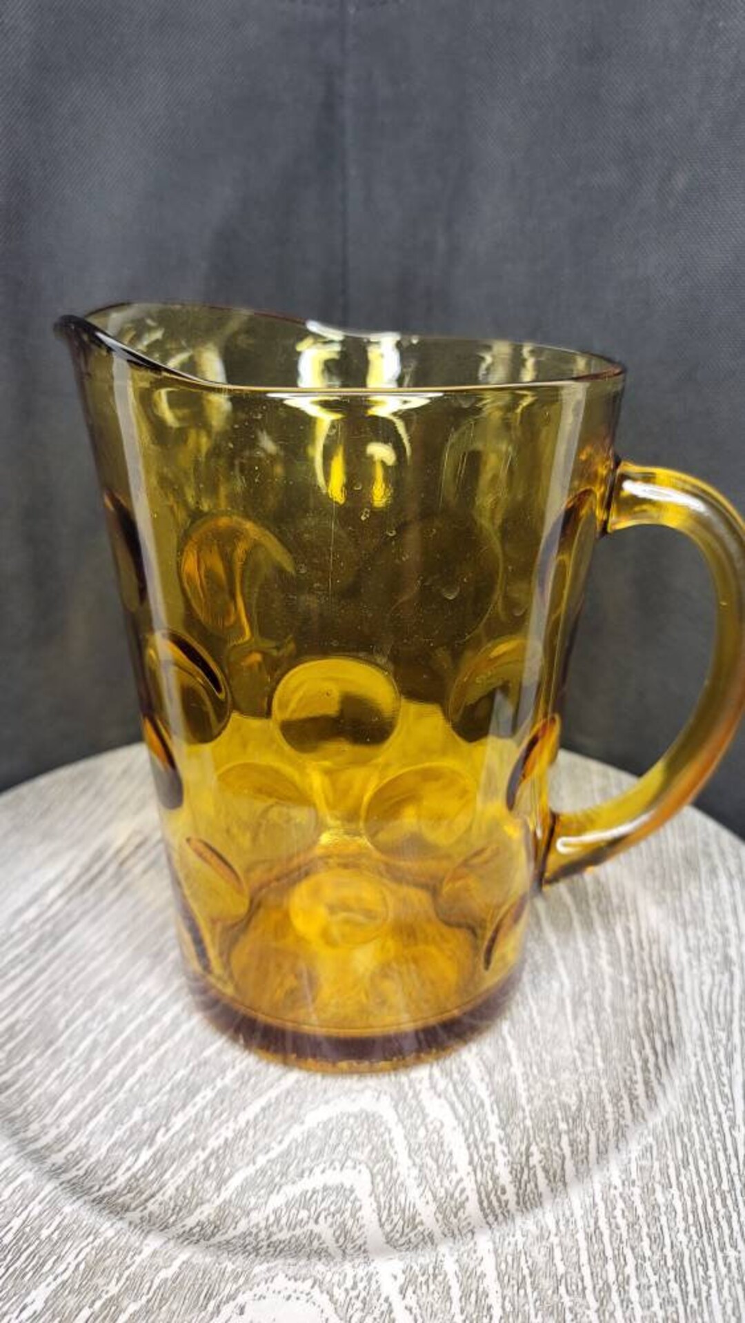 Vintage Hazel Atlas Glass Pitcher Gold Amber Eldorado Coin Dot 62oz - Etsy
