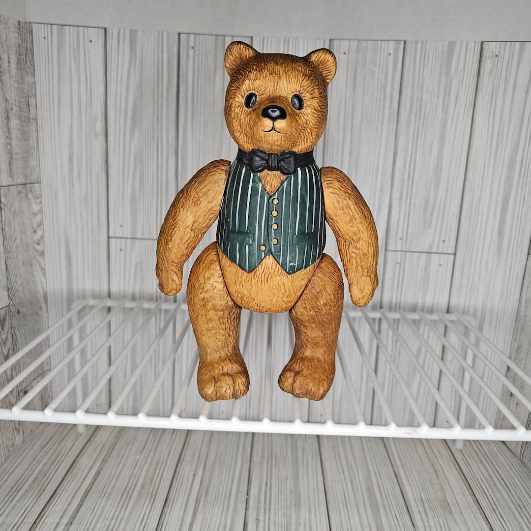 Vintage Dept 56 TED D BEAR Ceramic Teddy Bear Jointed Hand Painted ...