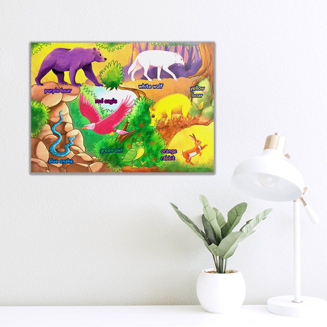 Colors and Animal Poster, Mister Bear - Etsy