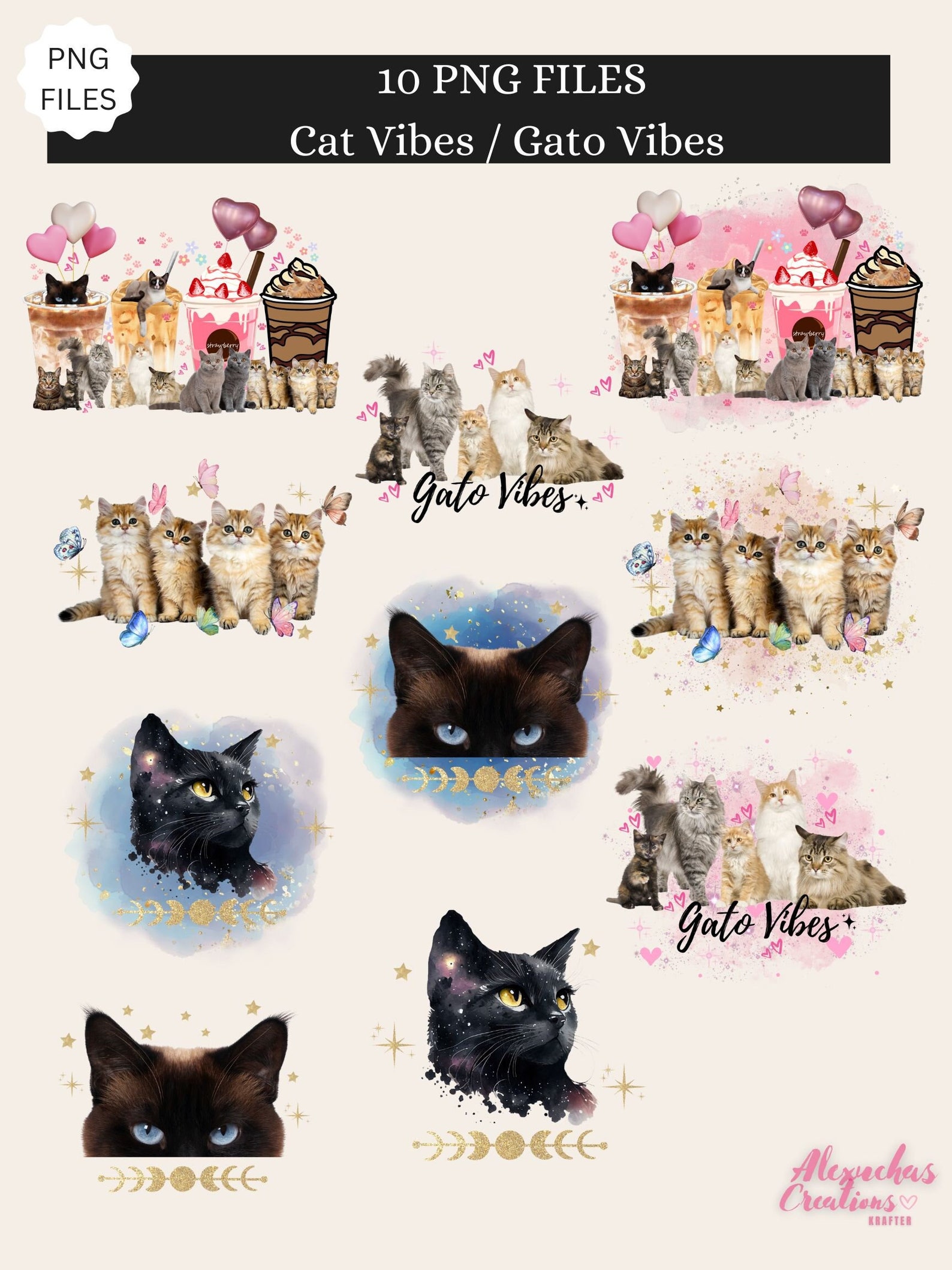 Cat Vibes/ Gato Vibes / Kitty / PNG FILES / Print DTF T-shirts Sweater ...