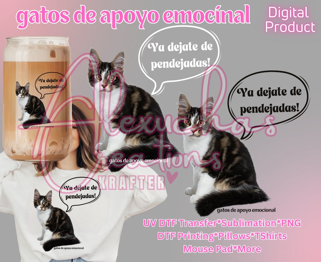 Gato De Apoyo Emocional Png |UV Dtf | Motivation | Gift for Her ...