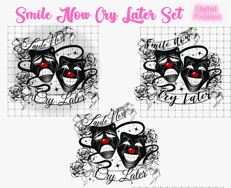 Smile Now Cry Later PNG Files, UV DTF Warp, Chola, Smile Now Cry Later ...