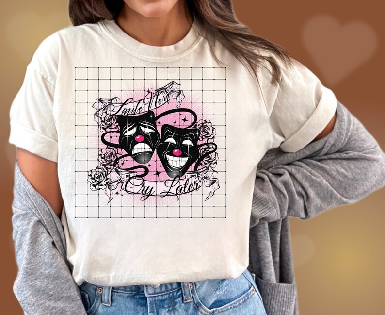 Smile Now Cry Later PNG Files, UV DTF Warp, Chola, Smile Now Cry Later ...