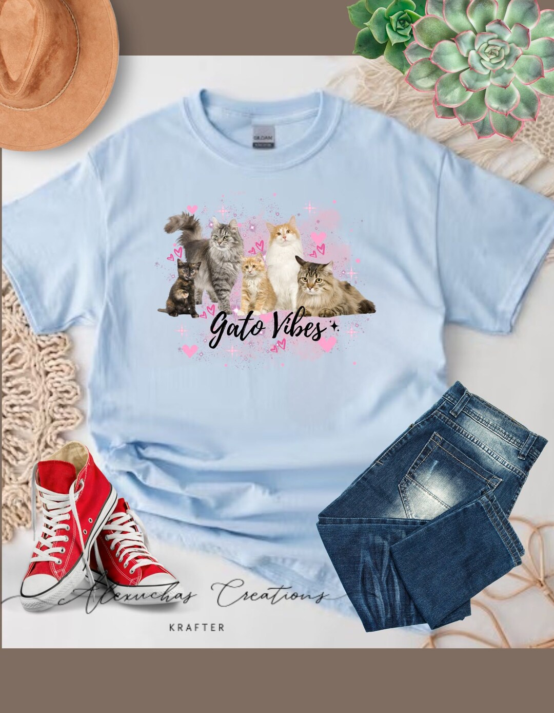 Gato Vibes Crew T-shirts / Cat Vibes / Gatos / Cats / Kittys / Gildan ...