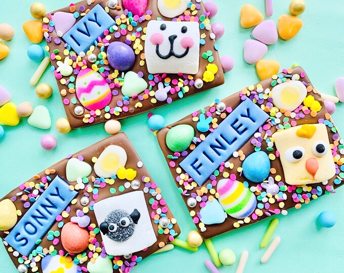 Personalised Easter Milk Chocolate Slabs set of 3 Belgian - Etsy