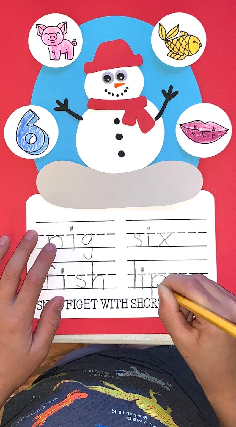 Winter Short Vowel Phonics Craft, No Prep Vowel Sounds Christmas ...