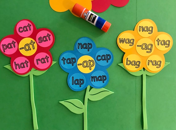 Precut Word Family Flower Craft Kit CVC Word Activity for - Etsy