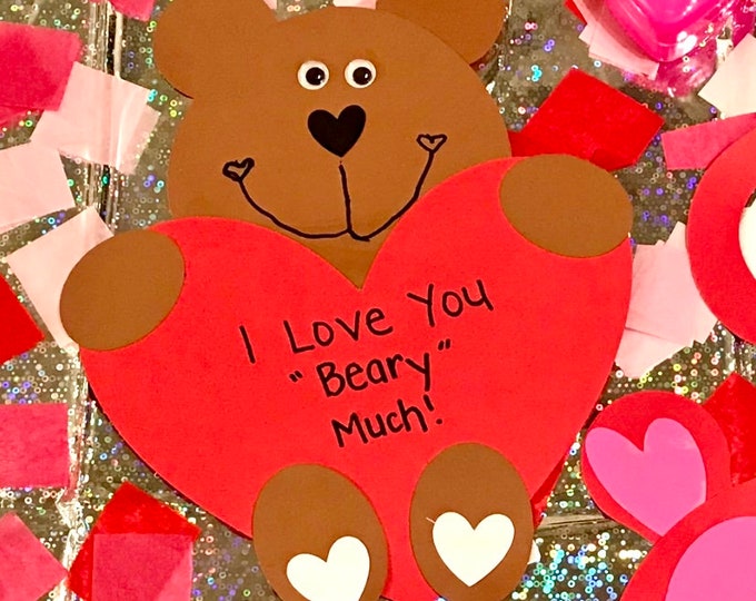Valentine Bear Craft, Heart Activity for Preschoolers Elementary, Love ...