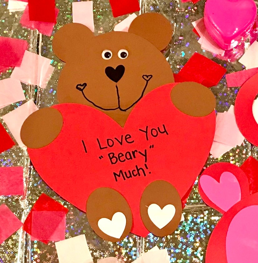 Valentine Bear Craft, Heart Activity for Preschoolers Elementary, Love ...