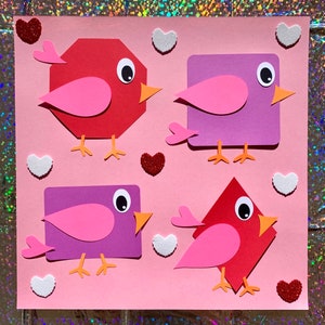 8 Valentine Birdie Shapes Craft, Group Activity for Preschool ...