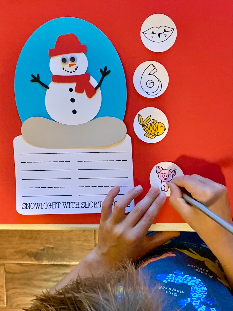 Winter Short Vowel Phonics Craft, No Prep Vowel Sounds Christmas ...