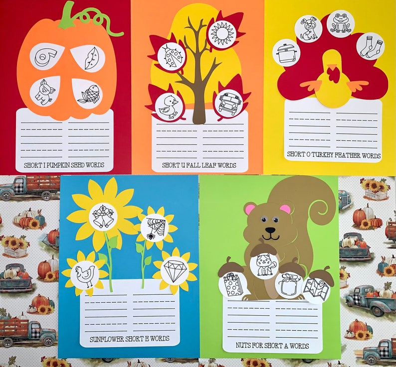 Fall Short Vowel Phonics Craft, Vowel Sounds Elementary Activity ...