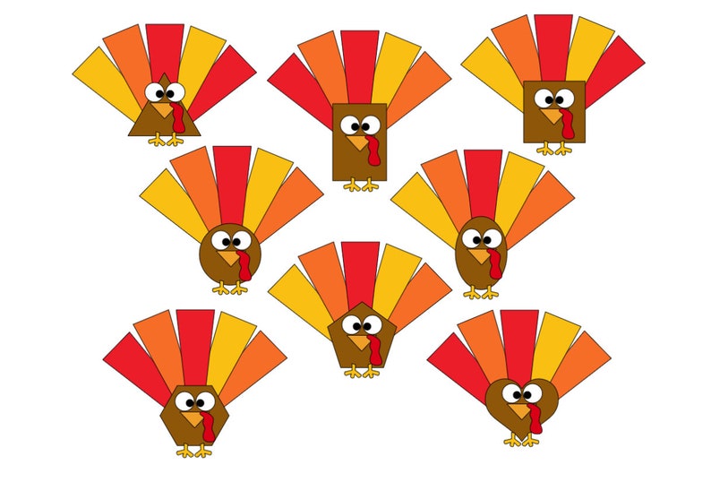 8 Turkey Shapes Craft for Kids, Preschool Elementary Thanksgiving ...