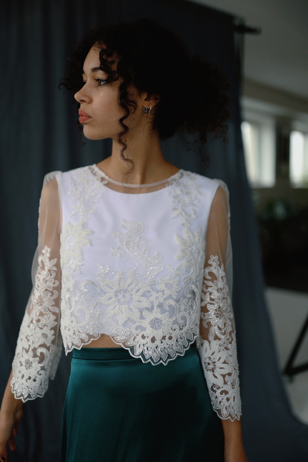 Handmade Lace Wedding Top: Beaded Bridal Separates - Etsy
