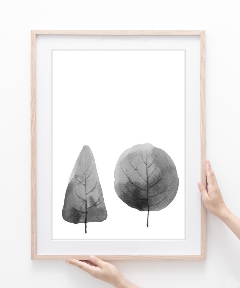Watercolor Trees Print Tree Print Botanical Wall Art Black | Etsy