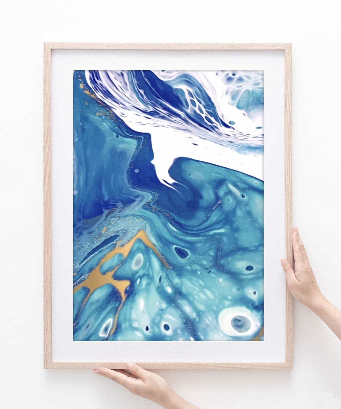 Set of 3 Scandinavian Marble Prints Blue Marble Print Boho - Etsy