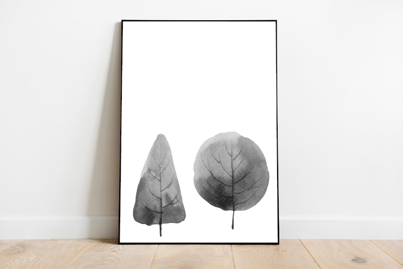 Watercolor Trees Print Tree Print Botanical Wall Art Black | Etsy