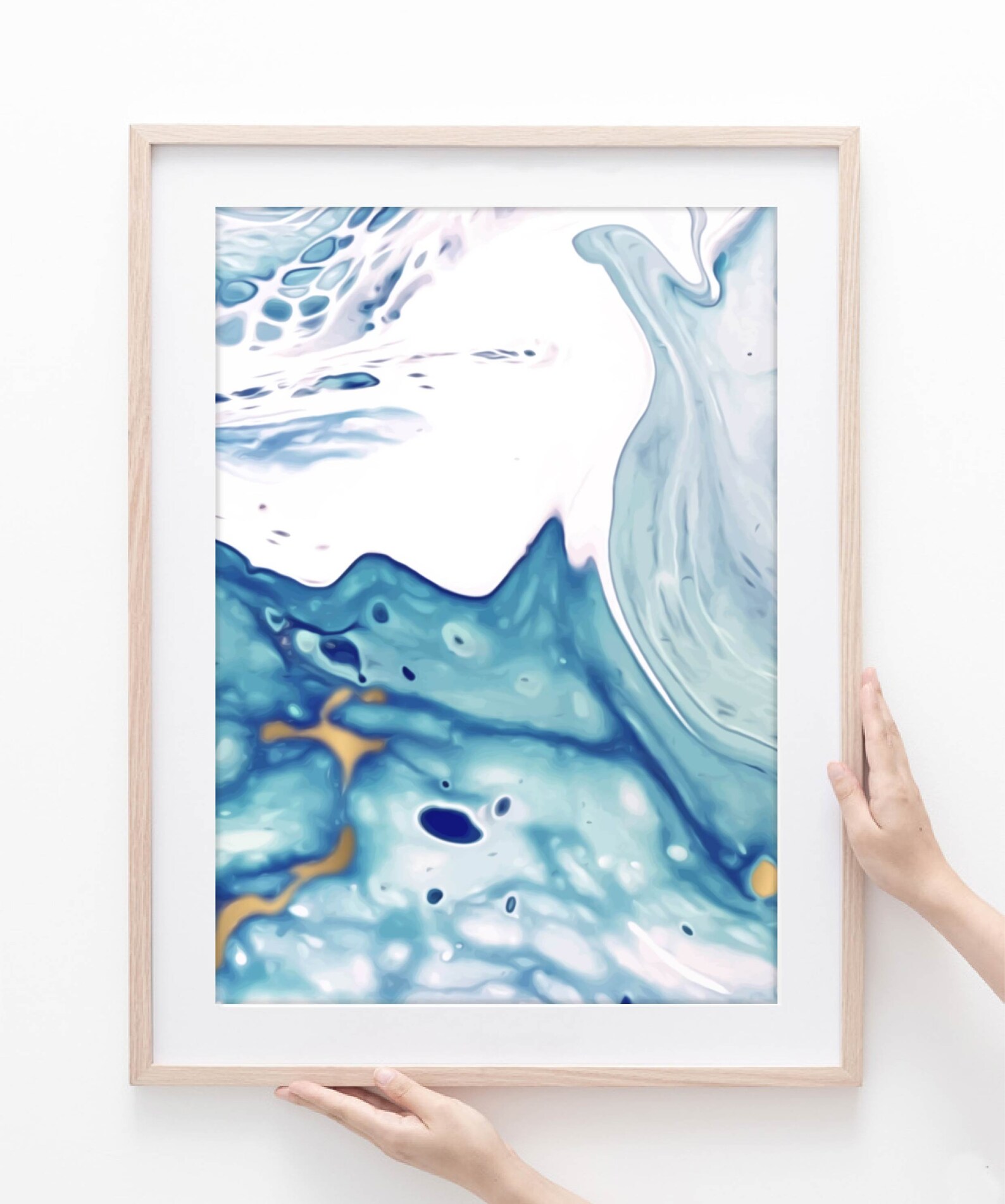 Set of 3 Scandinavian Marble Prints Blue Marble Print Boho - Etsy