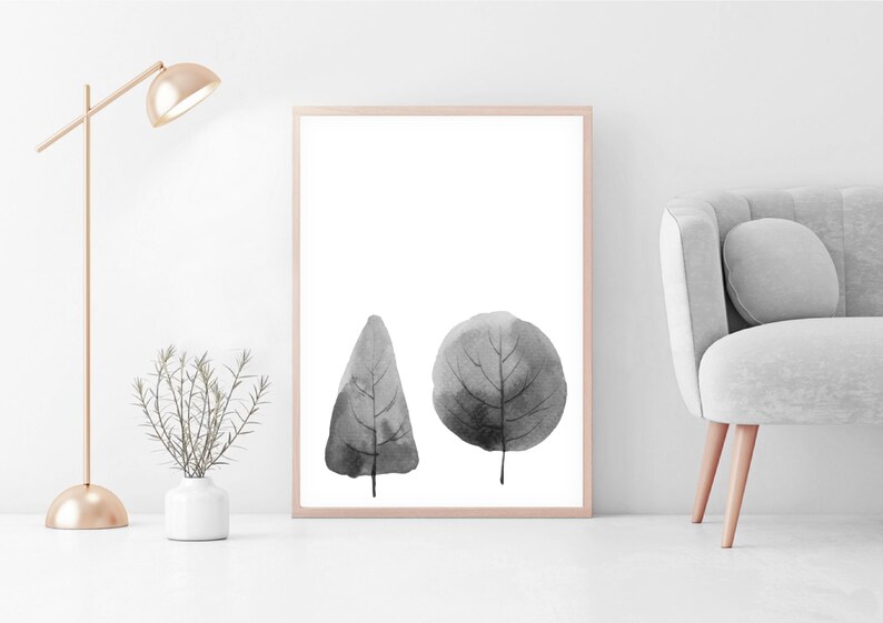 Watercolor Trees Print Tree Print Botanical Wall Art Black | Etsy