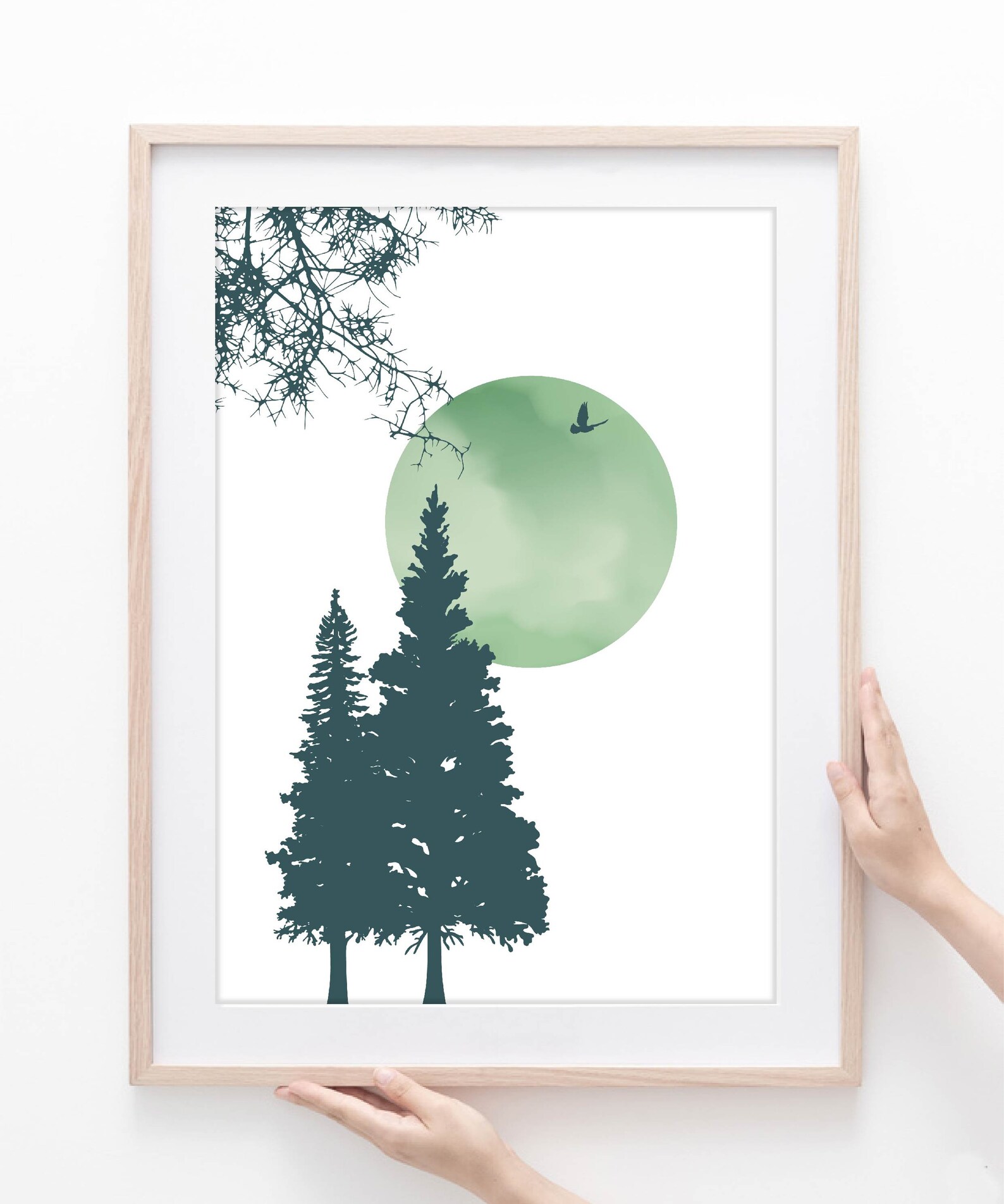 Scandinavian Print Trees Abstract Art Mid Century Modern Wall | Etsy