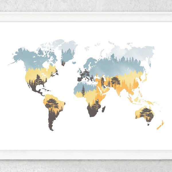 Printable World Map - Etsy