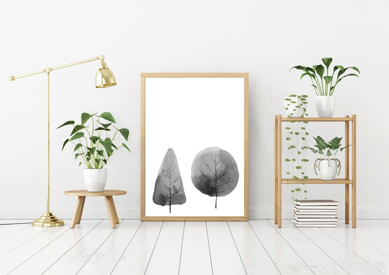 Watercolor Trees Print Tree Print Botanical Wall Art Black | Etsy