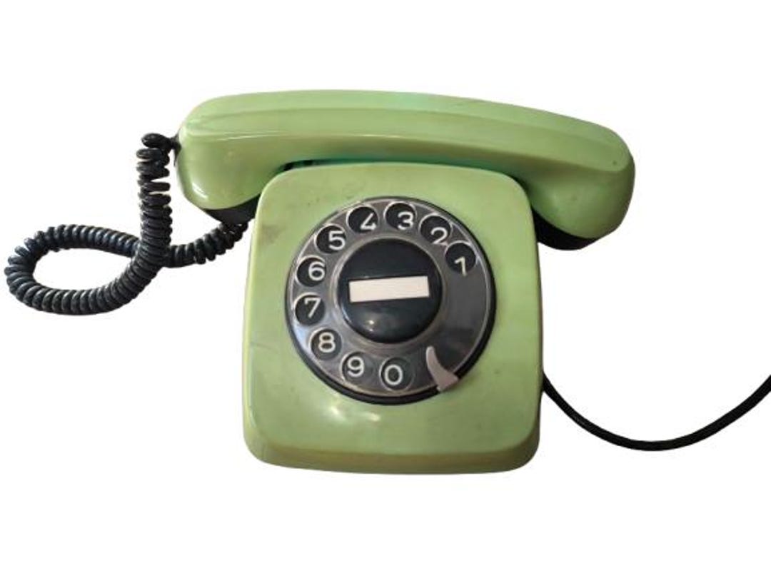 Vintage Phone Green Retro Phone Old Telephone With Cable Wiring Home ...