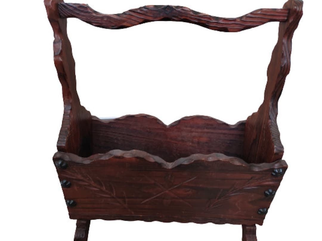 Wooden Stand Newspaper Stand Vintage Magazine Holder Storage Basket - Etsy