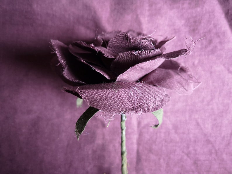 Cubicle Decor Purple Rose Natural Linen Fabric Rustic Home - Etsy